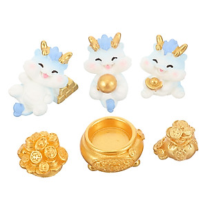 Luxshiny 6 Pcs Mini Animal Figurine Resin Dragon Mascot Doll Adorable Dragon Decor Desktop Dragon Decor