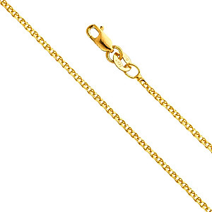 Wellingsale 14K Solid Yellow Gold 1.5mm Open Wheat Chain with Lobster Claw Clasp - 16" Inches