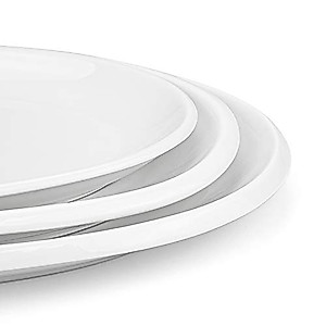 Foraineam Set of 3 Sizes Porcelain Oval Serving Platters White Dinner Plates Serving Dishes for Party, Dessert, Sushi, Fish