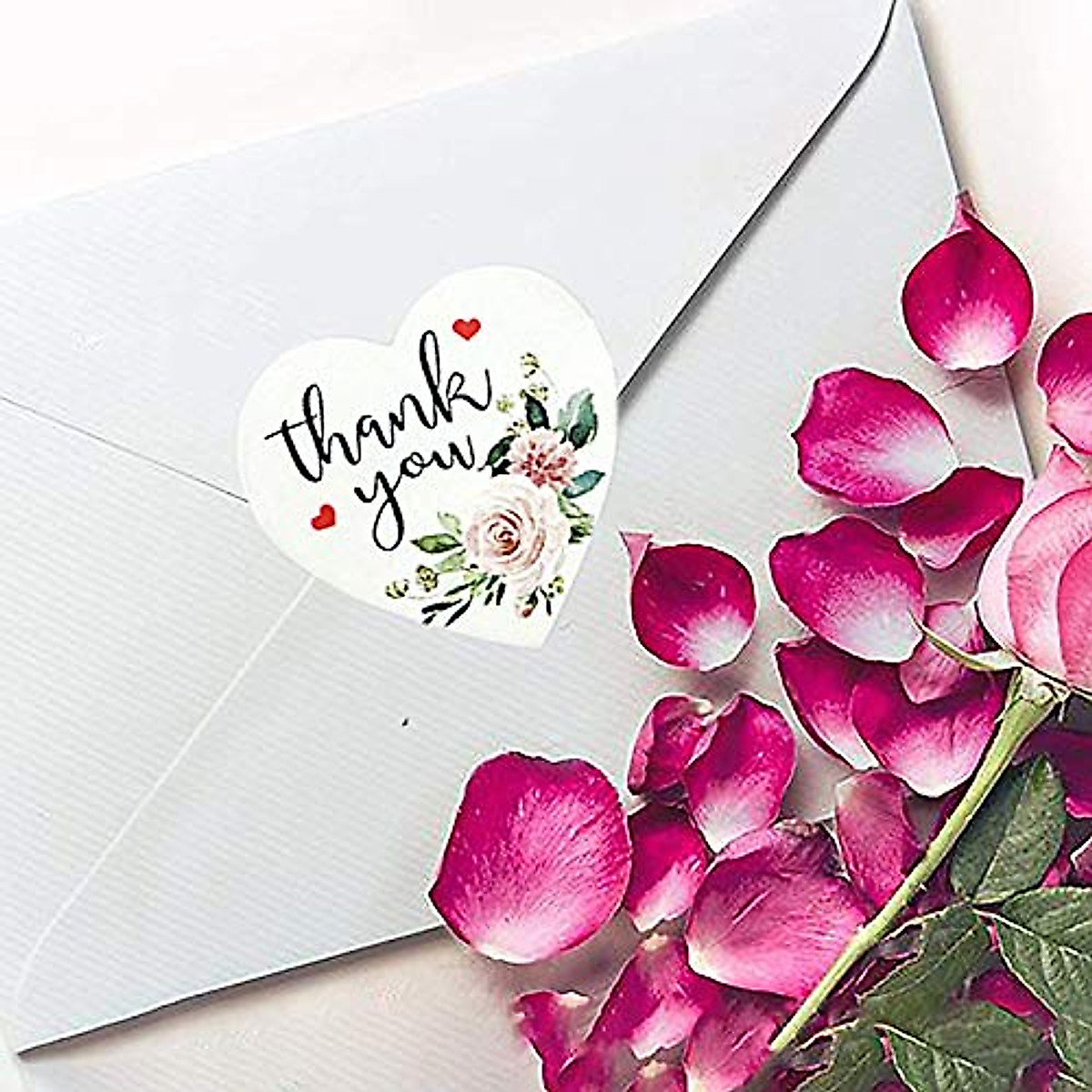 BILU Thank You Business Stickers,Valentine's Day Stickers Round Floral Thank You Sticker Adhesive Labels Roll for Boutiques,Weddings,Bags,Boxes,Envelope Seal Supplies Decorative
