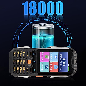Cuifati Senior 4G Cellphone, 4in Large 18000mAh Battery Night Lighting Sound Easy Speed Dialing Rugged Phone for Android 7.0 (Black)