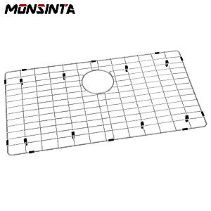 MONSINTA Kitchen Sink Grid and Sink Protector, Stainless Steel Sink Grids 28 3/4" x 15 3/4" with Rear Drain for Single Sink Bowl, Sink Bottom Grid, Sink Grate