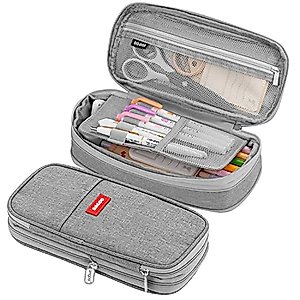 Large Pencil Case Pencil Pouch Can Expand Pencil Bag Big Capacity Pencil Bag Large Storage Pouch Pencil Case Aesthetic Pencil Cases for Adults Cute Pencil Pouch (grey) (kl2)