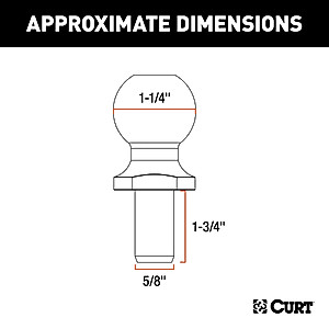 CURT 40093 Replacement Trailer Sway Control Ball, 1-1/4-Inch Diameter, 5/8 x 1-3/4-In Shank