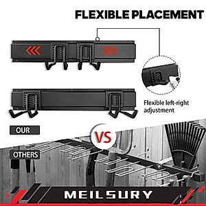 MeilsurY Garage Storage, 48-INCH Garage Tool Organization Wall Mount, Upgraded to Support Max 440lbs Garage Garden Tool Organizer, Professional Wall Mount Tool Storage Racks with 3 Rails and 7 Hooks