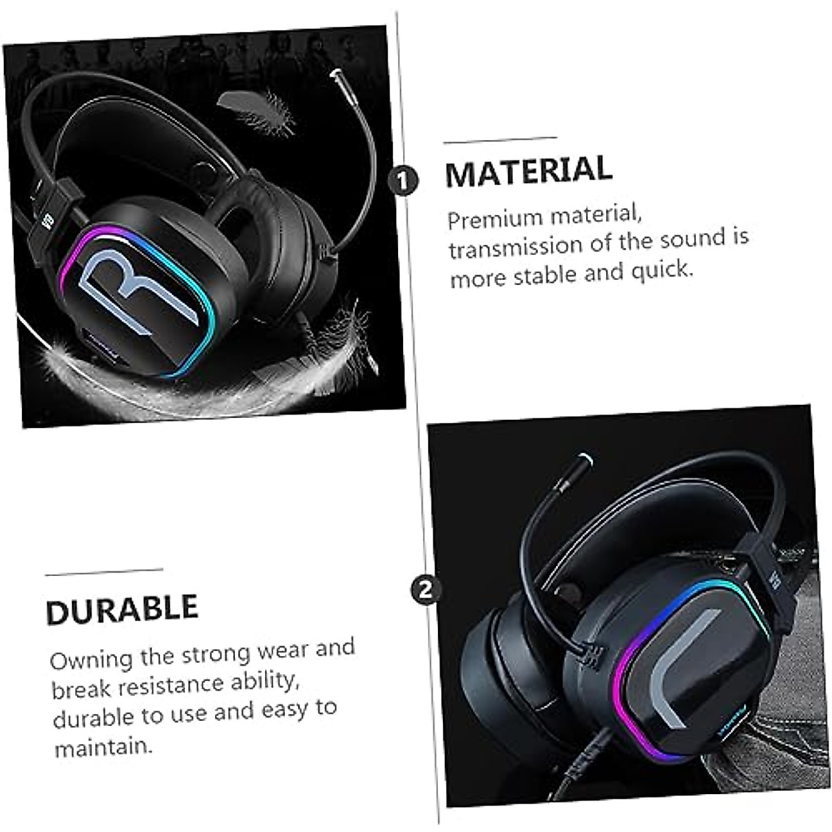 PATINS Wireless Gaming Headset Headset Headset Wired Noise Cancelling Headphones Black Headphones Cord Headphones Laptop Headphone Single Sided Computer Headphone Earbuds Light