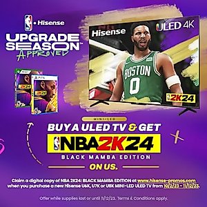 Hisense 55-Inch Class U6 Series ULED Mini-LED Google Smart TV (55U6K, 2023 Model) - QLED, Full Array Local Dimming, HDR 10+, Dolby Vision IQ, Game Mode Plus VRR, 240 Motion Rate, Compatible with Alexa