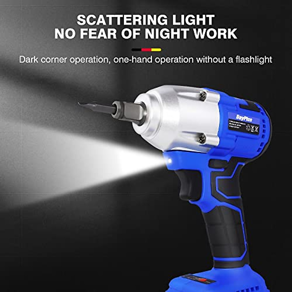 Cordless Impact Wrench 1/2 inch，420N.m Max Torque, Brushless Power Impact Gun, 6.0Ah Li-ion Battery with Fast Charger, 4Pcs Sockets, Electric Impact Driver for Car Home