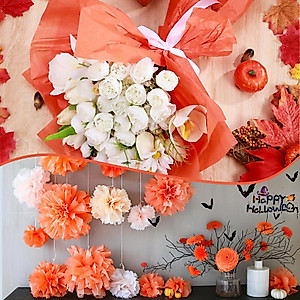 160 Sheets Christmas Tissue Paper 20 X 14 Inches, Thanksgiving Tissue Paper for Gift Bags Oranger Wrapping Tissue Paper Bulk for Crafts Birthday Party Decorations