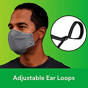 3M Daily Face Mask, Reusable, Washable, Adjustable Ear Loops, Lightweight Cotton Fabric, 12 Pack, Gray
