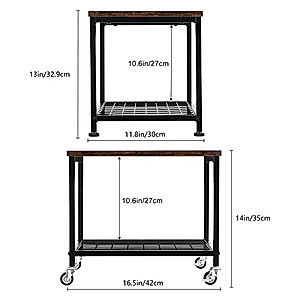 MOOACE Printer Stand Rack, Under Desk Home Printer Cart with Wheels for Mobility, Small Storage Wood Look Top End Table with Anti-Skid Feet, Desktop Shelf for Fax Machine, Scanner, Laser