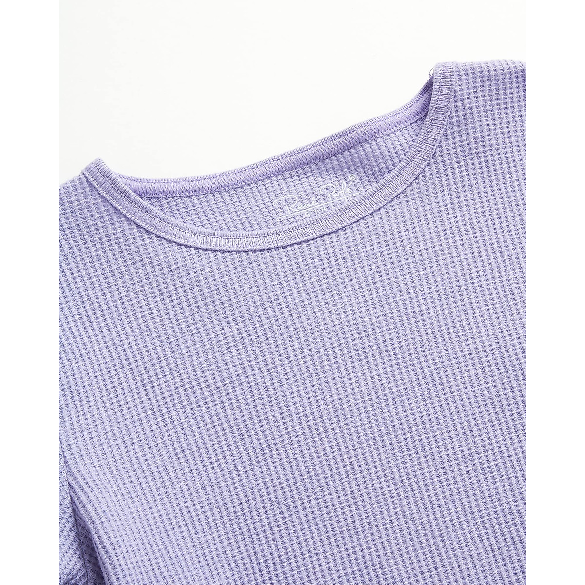 Rene Rofe Girls' Thermal Underwear Set - 2 Piece Waffle Knit Top and Long Johns (2T-16), Size 7-8, Lavender