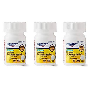 Equate Motion Sickness Dimenhydrinate 50 mg Generic Dramamine 100 Tablets (3 Pack)