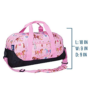 Wildkin Kids Overnighter Duffel Bags for Boys & Girls, Perfect for Early Elementary Sleepovers Duffel Bag for Kids, Carry-On Size & Ideal for School Practice or Overnight Travel Bag (Horses)