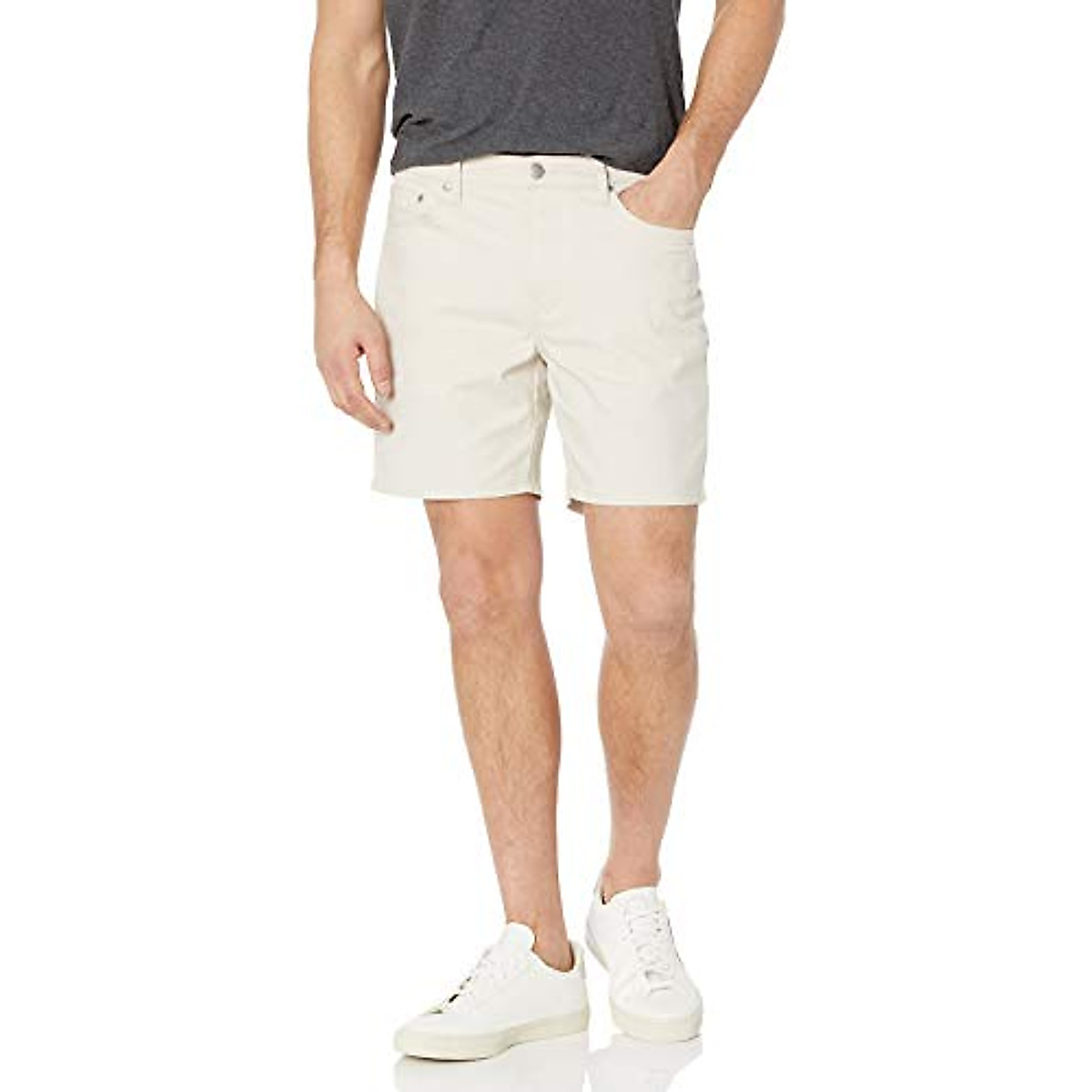Amazon Essentials Men's Slim-Fit 7" Inseam Stretch 5-Pocket Short, Stone, 36