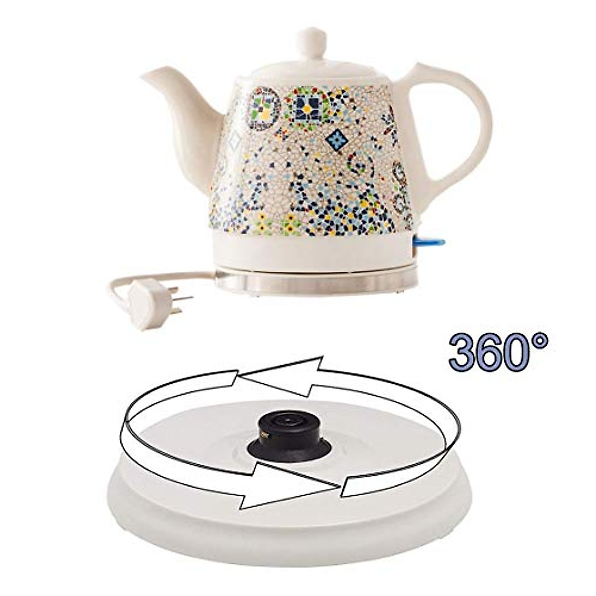 SieHam Kettles,Cordless Teapot-Retro Jug,Water Fast for Tea, Coffee,Oatmeal-Removable Base,Boil Dry Protection 1L 1200W