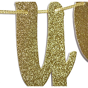 Holy Shit You're Old Glitter Banner, Funny 21st 30th 40th 50th 60th 80th 90th Birthday Decorations Pre-Strung Sign (Gold Glitter)