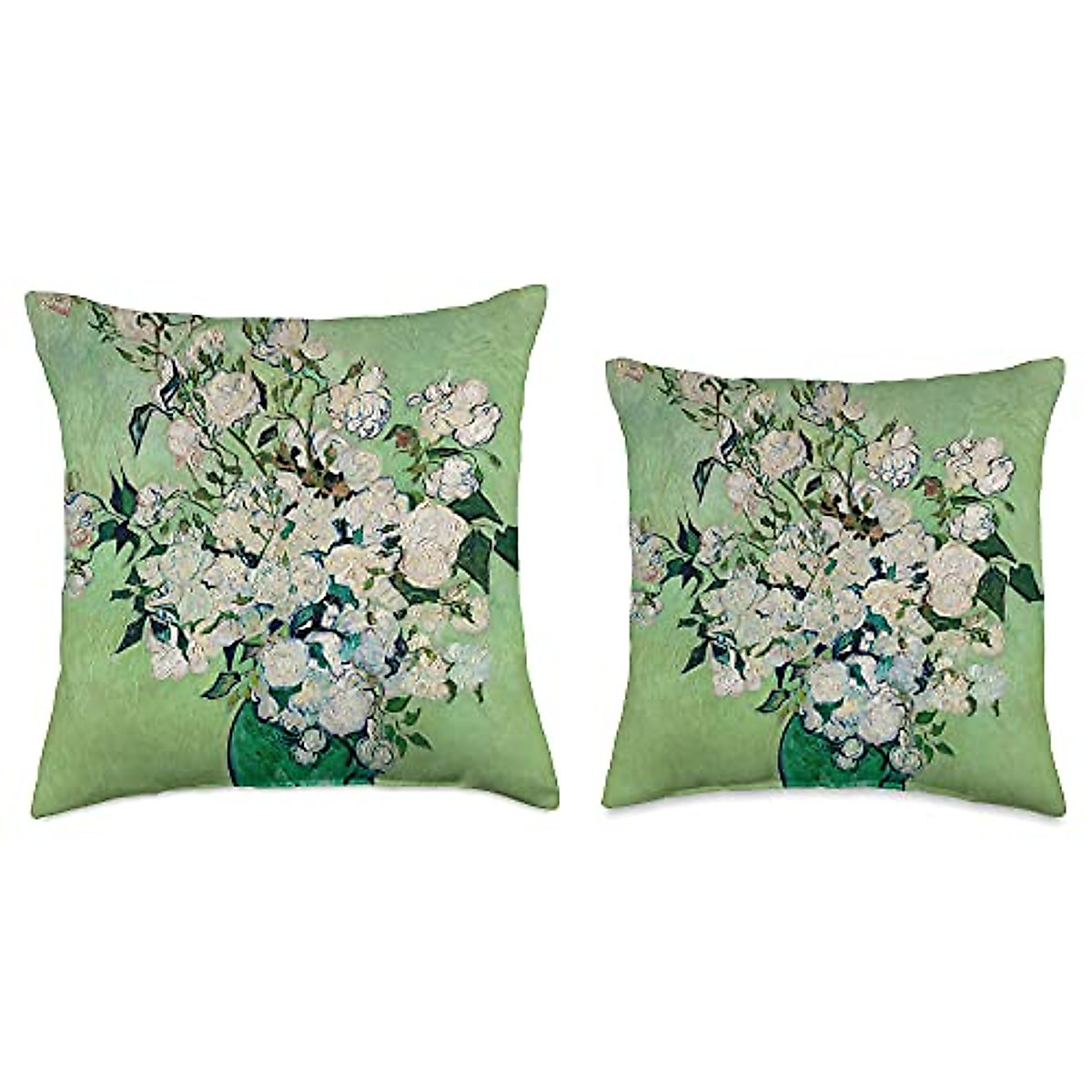 MasterpieceCafe Vincent van Gogh Art Collection Still Life Roses in a Vase by Vincent Van Gogh Throw Pillow, 16x16, Multicolor