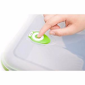 Ozeri INSTAVAC Green Earth Food Storage Container Set, BPA-Free 8-Piece Nesting Set with Vacuum Seal and Locking Lids