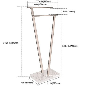 Winmien Freestanding Towel Rack for Bathroom, SUS 304 Stainless Steel Towel Holder with Marble Base for Bathroom Floor, Pool, 2-Tier (Brushed Nickel)