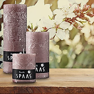 SPAAS Rustic Taupe Pillar Candles - 2.7" X 5" Decorative Candles Set of 4 - Clean Burning and Dripless Unscented Rustic Pillar Candles for Home Decorations, Party, Weddings, Spa, Restaurant