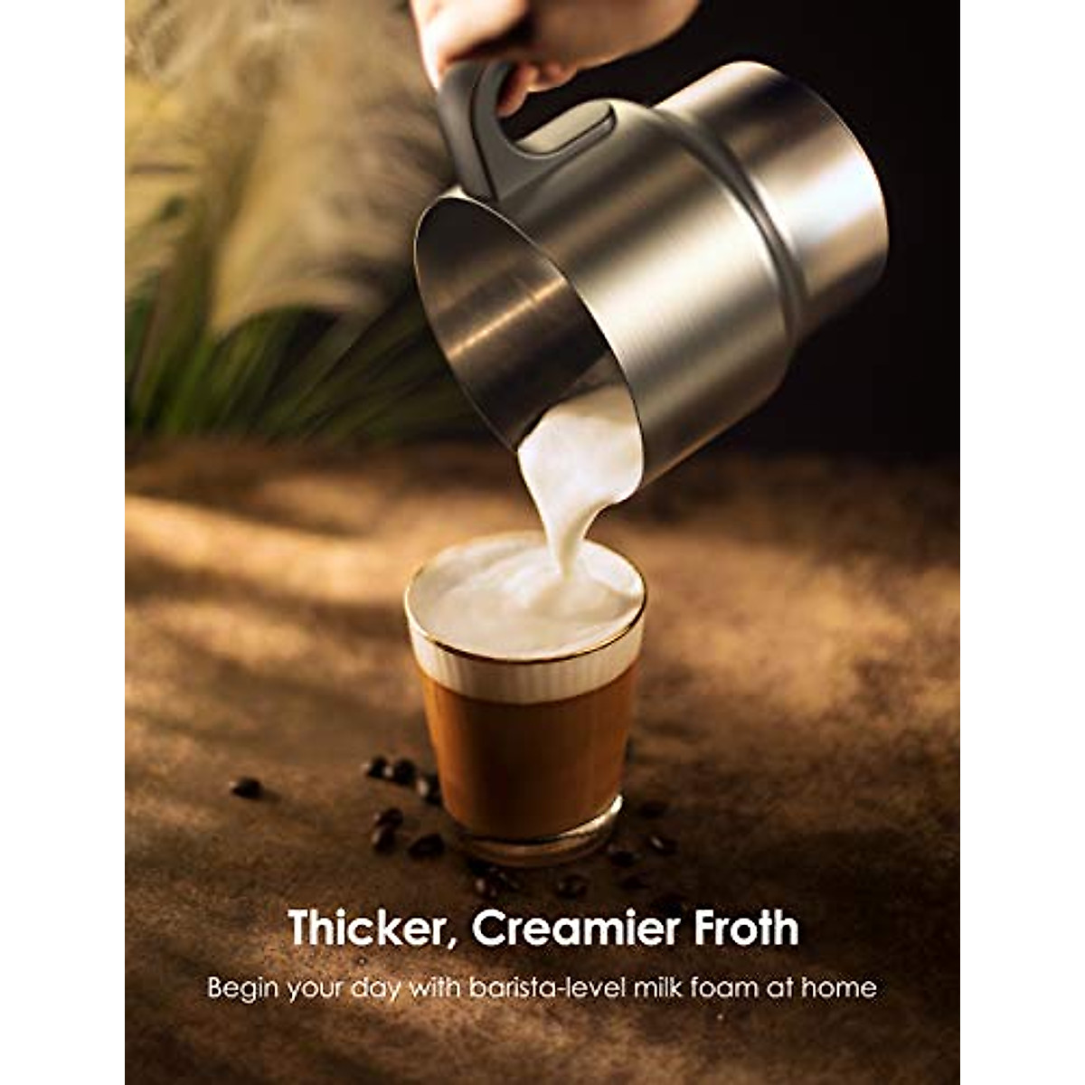 RATRSO Milk Frother and Steamer, 4 IN 1 Frother for Coffee 16.9OZ, Hot Chocolate Maker, Detachable Milk Warmer, Hot/Cold Foam Maker, Dishwasher Safe, Frother for Coffee, Latte, Cappuccino