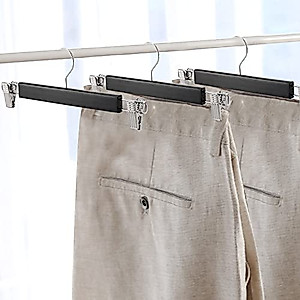Tosnail 15 Pack 14-Inches Natural Wooden Hangers Skirt Pants Clothes Hangers with Clips Jeans Hangers - Black