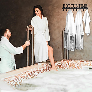 Kuhome Hot Tub Towel Rack for Bathroom Decor Accessories Wall Mount Hooks Outdoor Towel Organizer Holder Hangers Hooks for Towels Robes and Coats in Hotel, Hot Spring, Pool, Home Spa(Black)