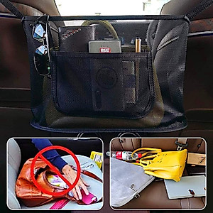 Meegoo Purse Holder for Car - Net Pocket Handbag Holder - Car Storage Organizer Between Front Seats - Car Accessories, Automotive Consoles & Organizers - Gifts for Women and Men (Black)