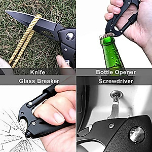 Joycube Multitool Carabiner with Folding Pocket Knife, Bottle Opener, Window Glass Breaker and Screwdriver, EDC Keychain Clip, Tactical Knives Survival Gear for Men Outdoor Camping