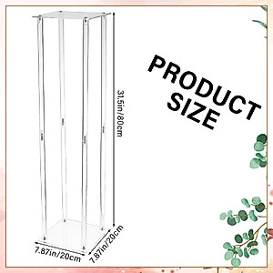 6 Pcs Flower Stand for Wedding Centerpieces for Tables Tall Vase Stand Wedding Flower Stands with Plates for Wedding Party Home Table Decor (7.9 x 7.9 x 31.5 Inch, Acrylic)