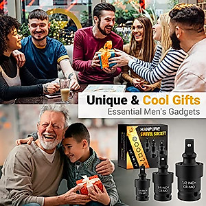 Stocking Stuffers for Men, Mens Gifts for Christmas, Impact Swivel Socket Set Gadgets Tools for Men, CR-MO 1/4" 3/8" 1/2" Wobble Universal Joint Sockets Extension, Stocking Stuffers for Adults Women