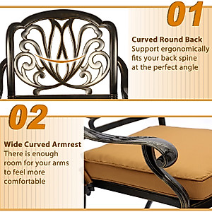 W WARMHOL 2 Piece Outdoor Cast Aluminum Patio Chairs with Cushions, Bistro Dining Chair Set for Patio Furniture Garden Deck Backyard, Floral Design