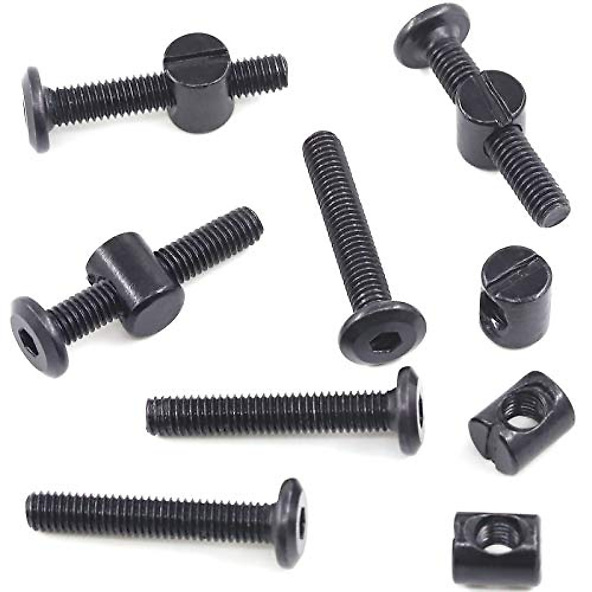 Mardatt M6 x 35mm 50PCS Black Zinc Plated Hex Socket Head Furniture Screws Bolts and Barrel Nuts for Furniture