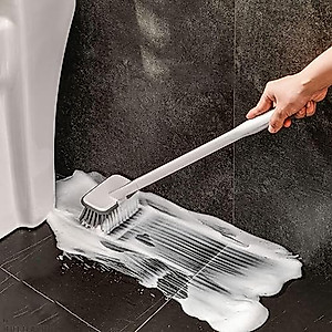 Floor Standing Brush Toilet Brush Plastic Long Handle Toilet Cleaner Brush Compact Bathroom Toilet Bowl Brush and Stand