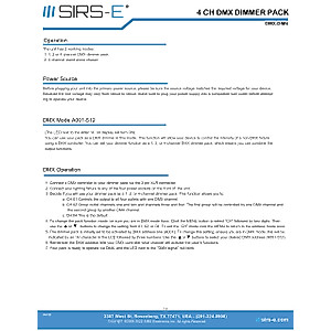 SIRS-E DMX-DIM4 4 Channel DMX Dimmer Pack Double Output