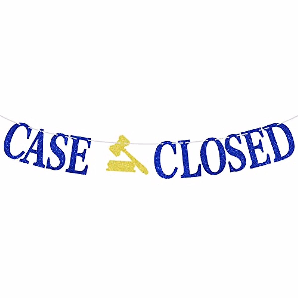 Glitter Case Closed Banner - Congrats Lawyer Bunting Sign - 2022 Law School / College Graduation Party Decorations Supplies(Blue and Gold)