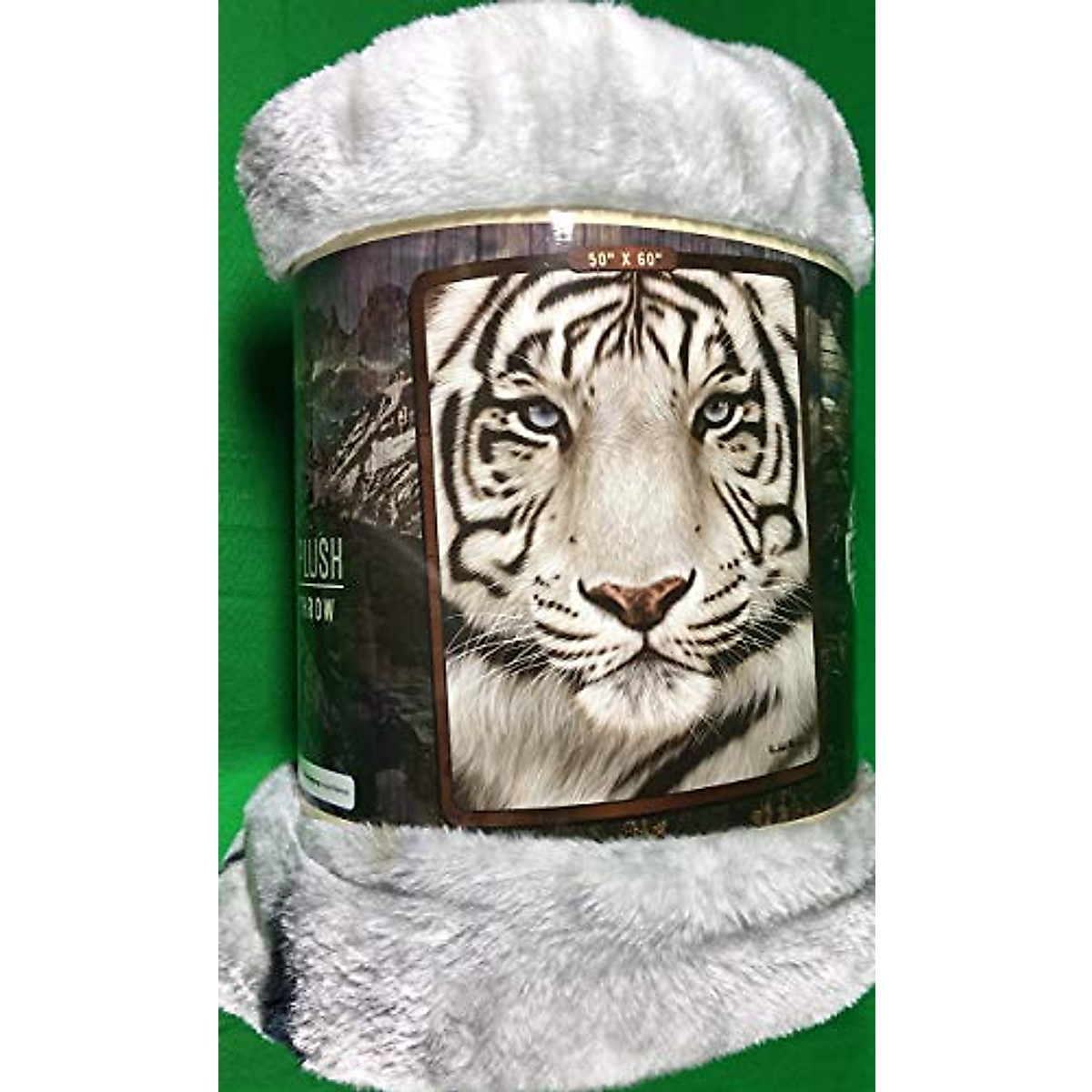 American Heritage Collection, "White Face Tiger" Raschel Throw Blanket, 50" x 60", 50" x 60