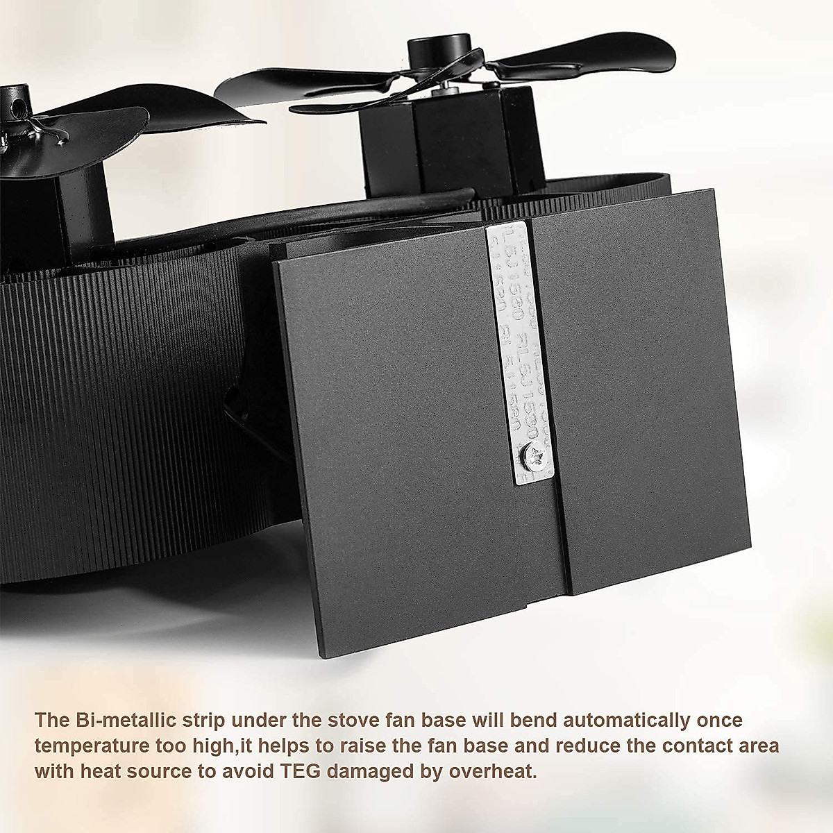 PYBBO Double Motors Wood Stove 8 Blades Small Size Fan, Silent Heat Warm Air Powered Fireplace Eco Stove Fan for Gas/Pellet/Wood/Log Burning Stoves with Thermometer