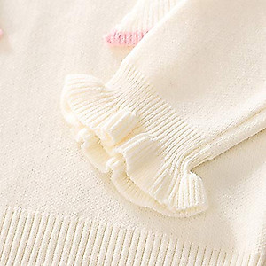 IDOPIP Toddler Kids Baby Girls Knit Sweater Dress Ruffle Long Sleeve Bowtie Sweater T-shirt Top + Tutu Skirt Princess Casual Birthday Party Dresses Fall Winter Outfit Clothes 2PCS Set Pink 4-5 Years