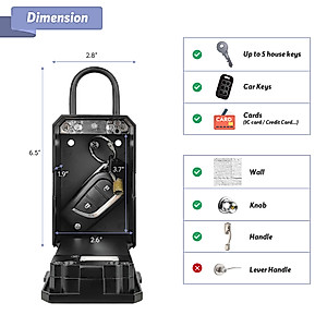 Smart Box Lock,CATCHFACE Key Lock Box 5-in-1 Bluetooth Lock Box Support TTLock APP and Share ekey Bluetooth Key Lockbox for Door Handle and Wall Smart lockbox for Airbnb Realtor Office Home[New]