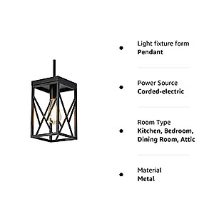 Modern Black Pendant Light with Metal Cage, One-Light Adjustable Rods Industrial Mini Pendant Lighting Fixture for Kitchen Island Cafe Bar Farmhouse, Black