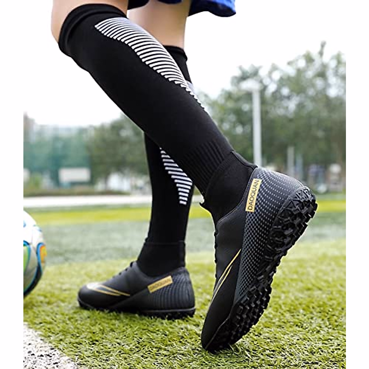 Qzzsmy Football Sneakers for Mens,Soccer Boots Indoor Turf Cleats,High Tops Ankle Boots ZQXCD05-M1-40