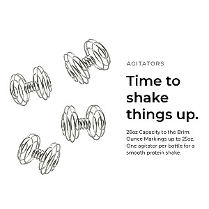 [4 Pack] 28oz Protein Shaker Bottle with Motivational Quotes (Black, White, Silver, Gold) |Shaker Cup with 4x Wire Mixers | Shaker for Protein Mixes Pack is BPA Free, Leak Proof and Dishwasher Safe