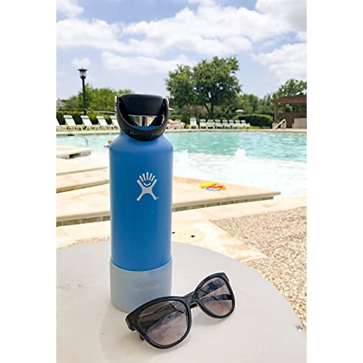 BottleArmor Protective Silicone Boot Sleeve for Hydro Flask Water Bottles with DropShield Technology… (Small (fits 12oz to 24oz), Ice (Glows Blue))