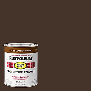 Rust-Oleum Stops Rust Gloss Brush On PaintRust-Oleum 7775502 Stops Rust Brush On Paint, Quart, Gloss Leather Brown, 1 Quarts (Pack of 1)