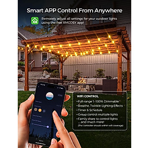 XMCOSY+ Patio Lights 100Ft Smart Outdoor String Lights, 45 ST38 Edison Bulbs, APP WiFi Control, Work with Alexa, Waterproof Dimmable LED String Lights for Outside Patio Porch Yard Bistro, 2200K