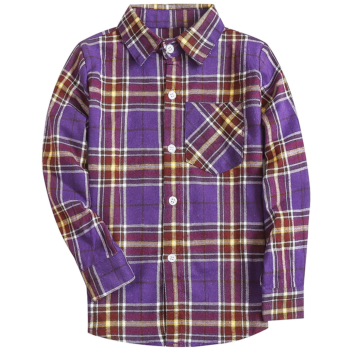 SANGTREE Mens Long Sleeves Flannel Plaid Button Down Shirt Tops Big & Tall, Purple， Medium