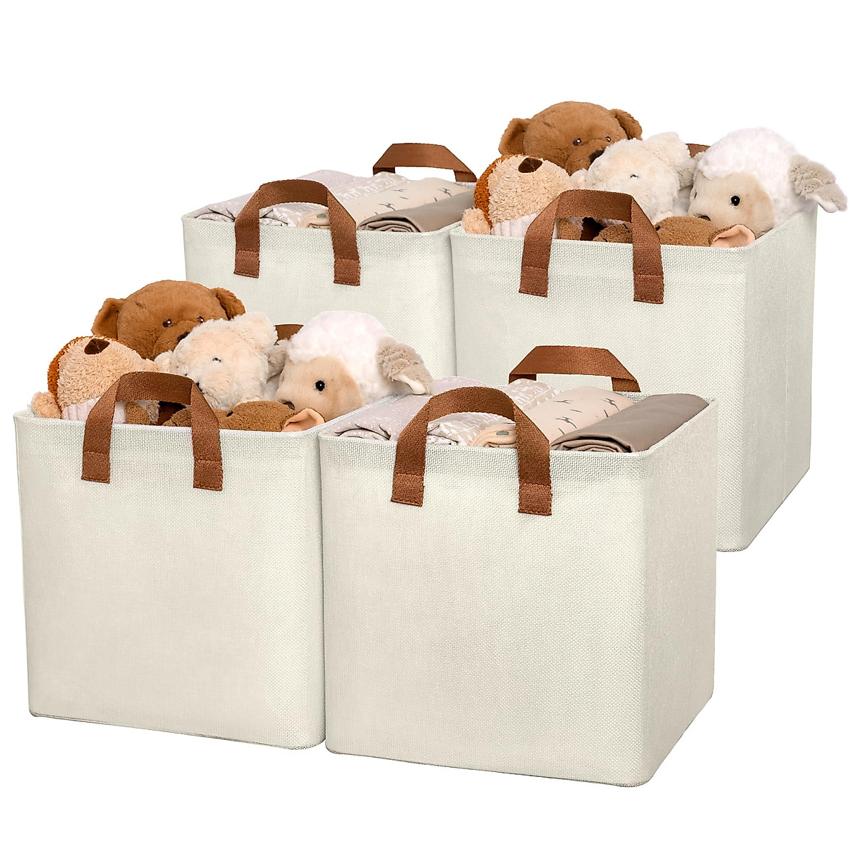 GRANNY SAYS Bundle of 4-Pack Cube Storage Bins & 3-Pack Rectangle Storage Bins with Lids