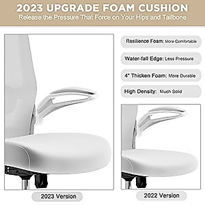 Mimoglad Office Chair, High Back Ergonomic Desk Chair with Adjustable Lumbar Support and Headrest, Swivel Task Chair with flip-up Armrests for Guitar Playing, 5 Years Warranty